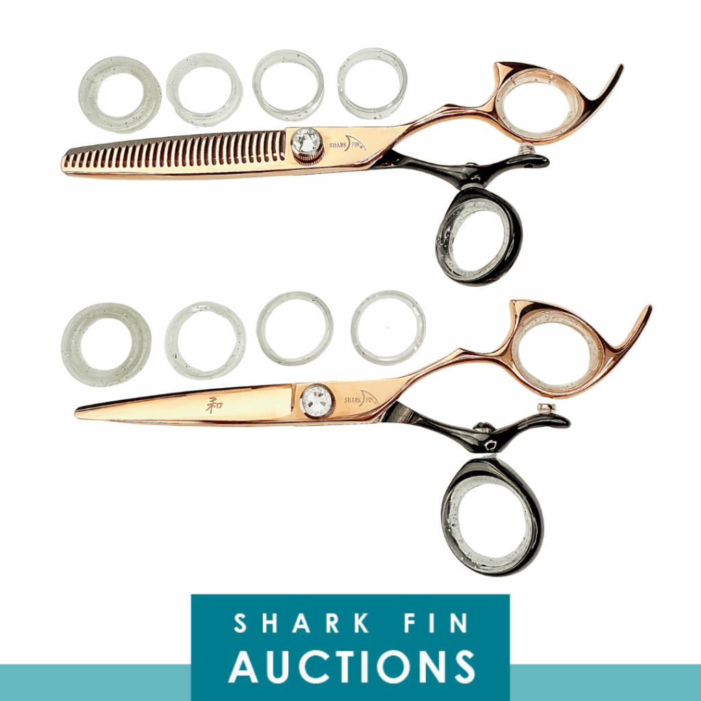 Two Tone Black and Gold Professional Beauty Shear Set | Shark Fin Shears