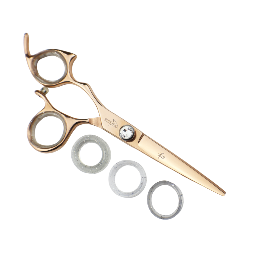 Left Hand Professional Plus Non-Swivel Rose Gold 5.5 | Shark Fin Shears